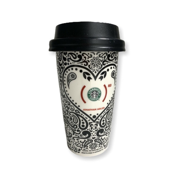 Starbucks | Kitchen | Starbucks Jonathan Adler Red Heart Paisley ...